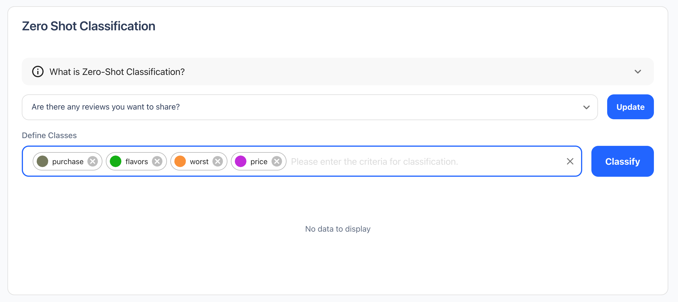 Zero Shot Classification - Walla Docs