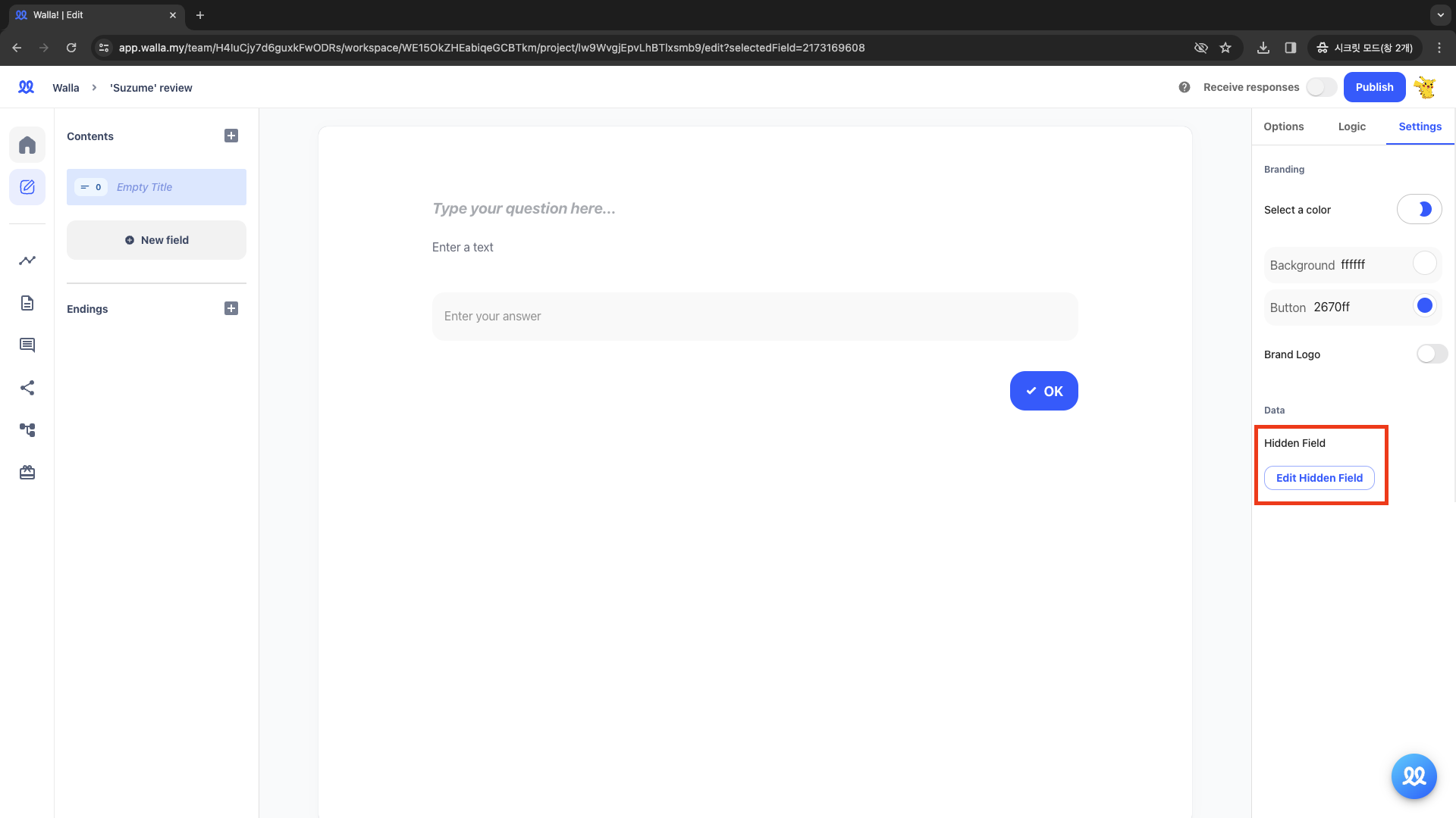 Hidden Field - Walla Docs